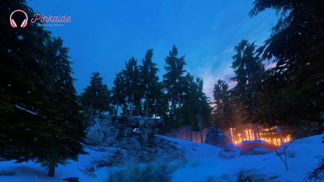 3 Hours Sleep Music, Snowy Evening Scenery🎵, The Sound Of Snow Falling ...