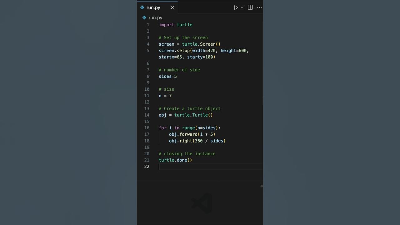 Mesmerizing Polygon spiral with Python Turtle | ASMR #programming #asmr #coding - YouTube