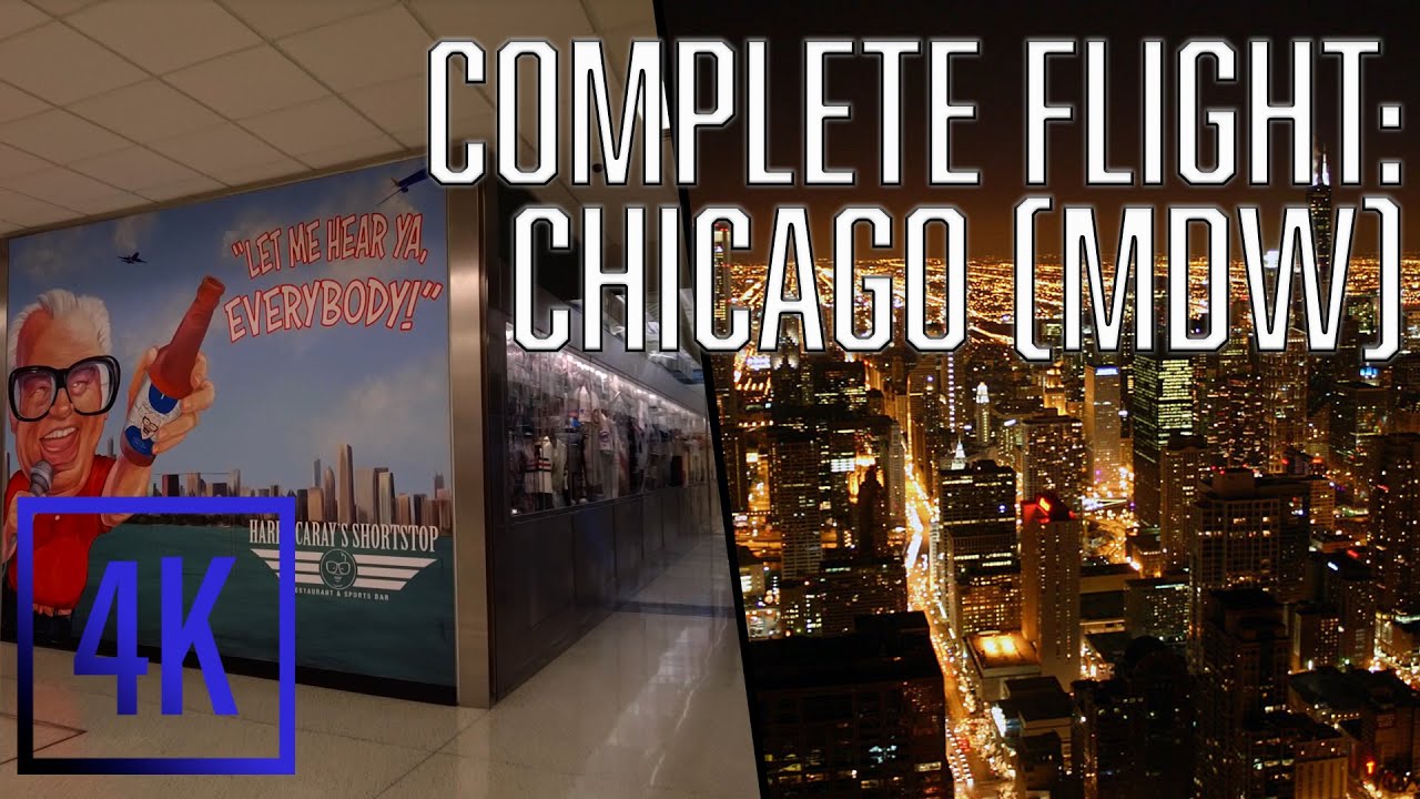 COMPLETE Night Airport & Flight Ambience | Chicago Midway International ...