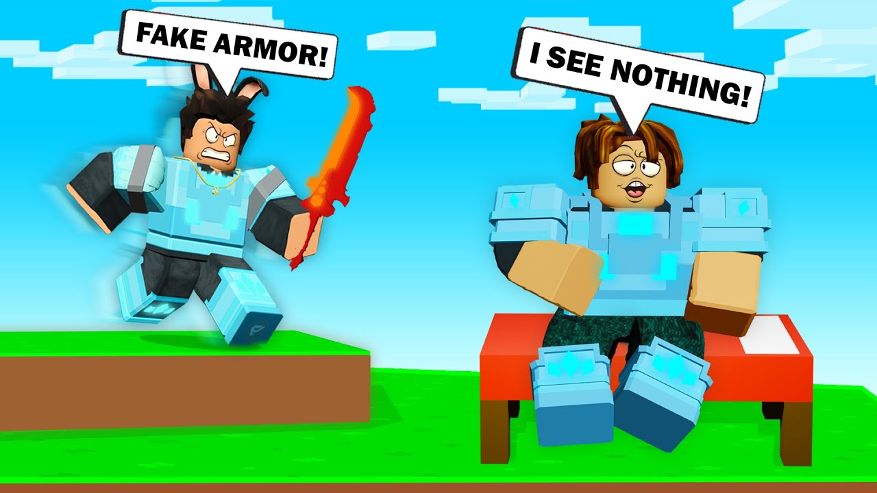 FAKE* Diamond Armor in Roblox BedWars.. - YouTube