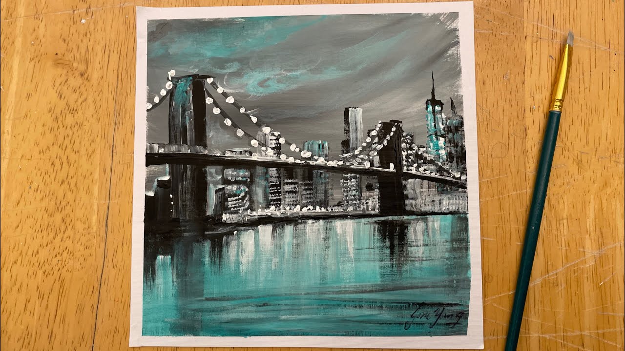 How To Paint “Bridge Of Lights” #art #painting #Cityscape #how - YouTube