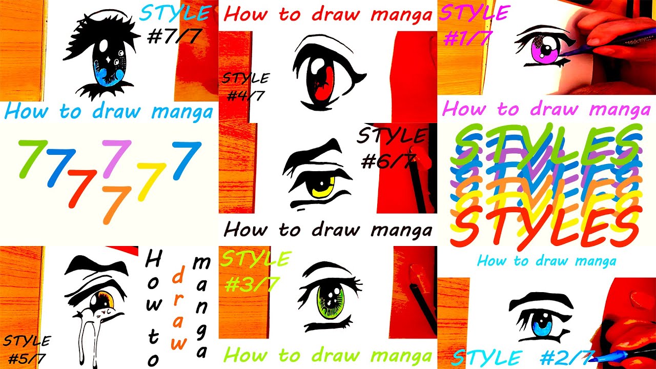 How to Draw MANGA Eyes for Beginners STEP BY STEP, EASY and color | 7 ...