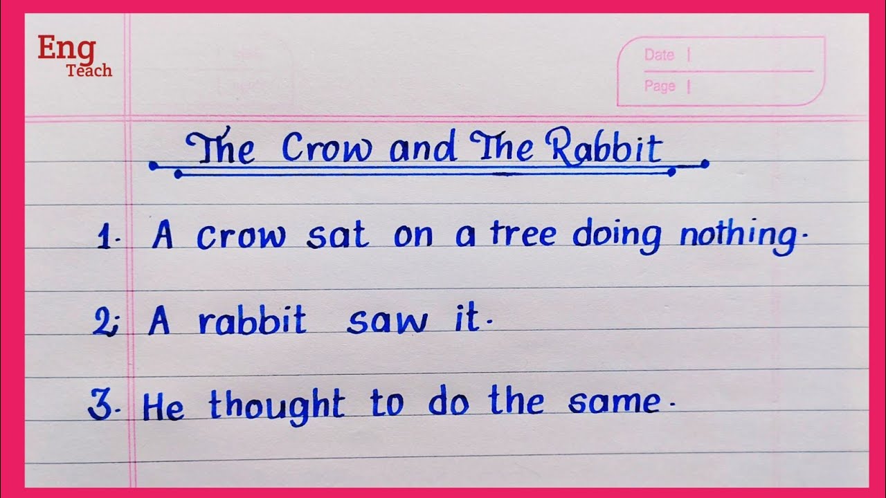 The Crow and the Rabbit very short story | Story writing | English ...