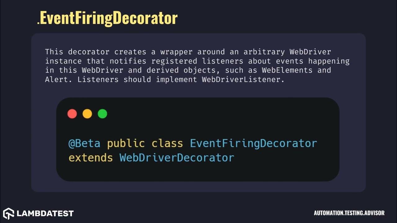 org openqa selenium support events EventFiringDecorator with examples - YouTube