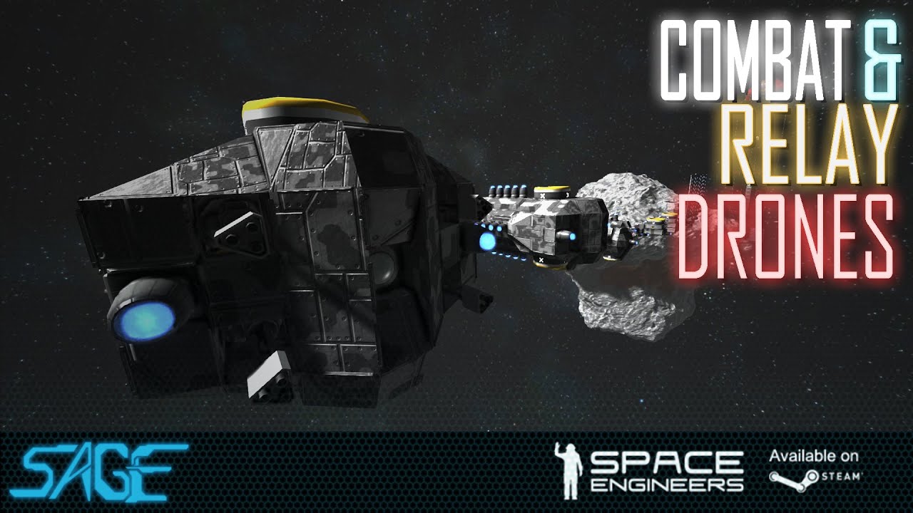 Space Engineers, Variety of Combat and Relay Drones - YouTube