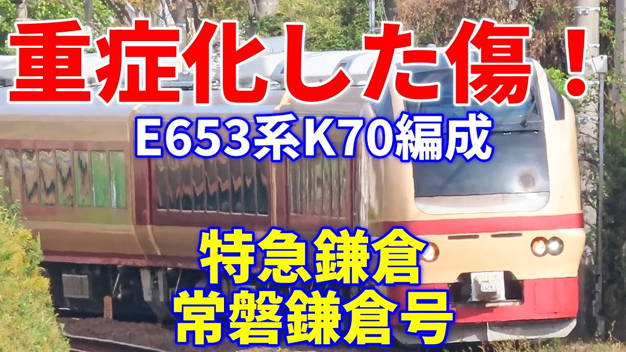 【いざ、鎌倉！】特急鎌倉、常磐鎌倉号を鎌倉駅で待つ。負傷したE653系K70編成。K71編成を追いかける。 - YouTube
