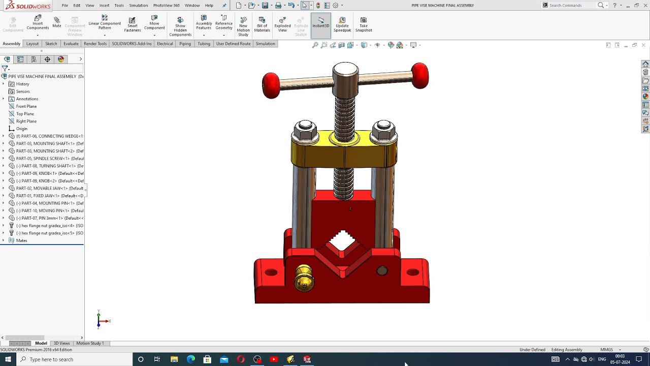 PIPE VISE MACHINE PROJECT ANIMATION AND ROTATION - YouTube