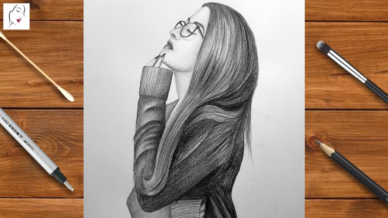 "How to draw a Girl Step by step" | Pencil Sketch Drawing | Girl ...