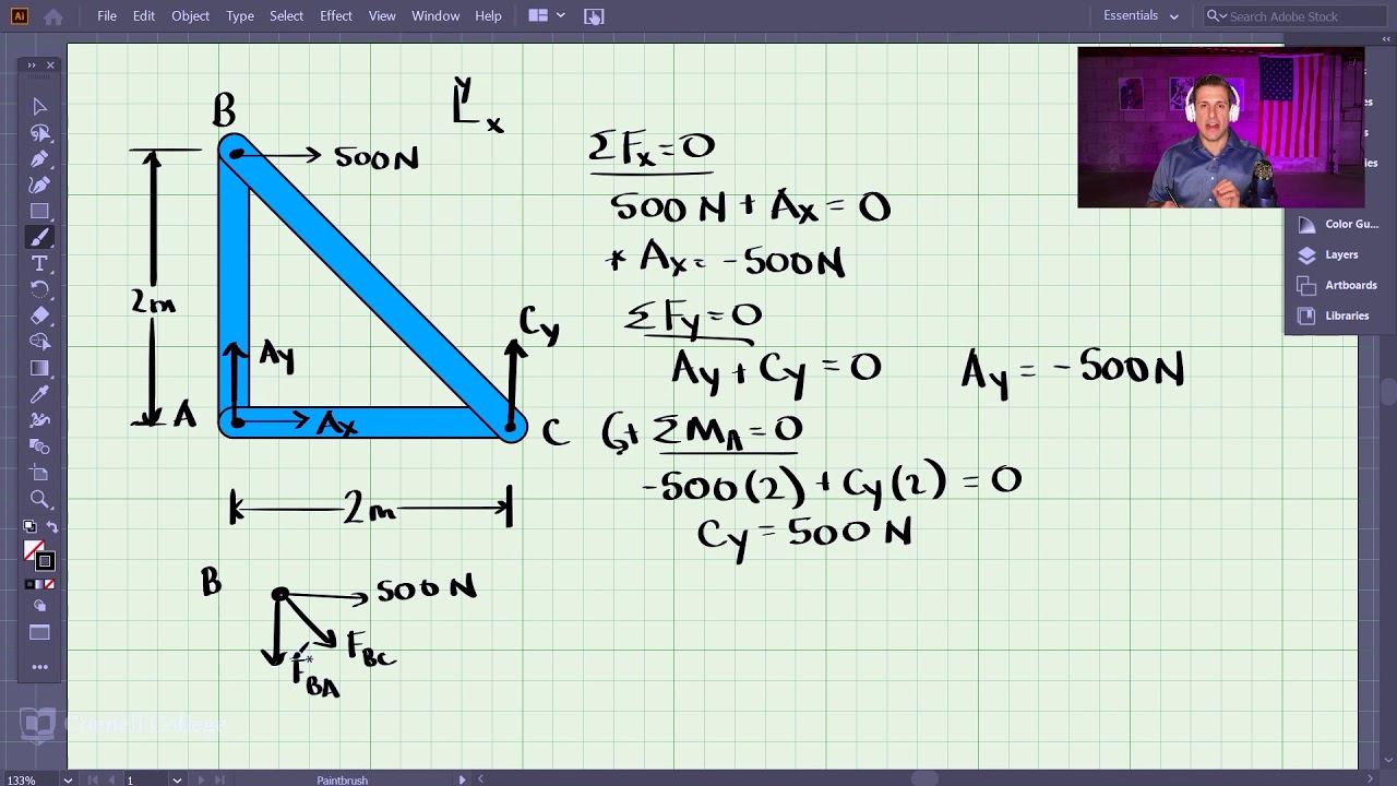 Statics - Chapter 6 (2 of 4): Method of Joints - YouTube