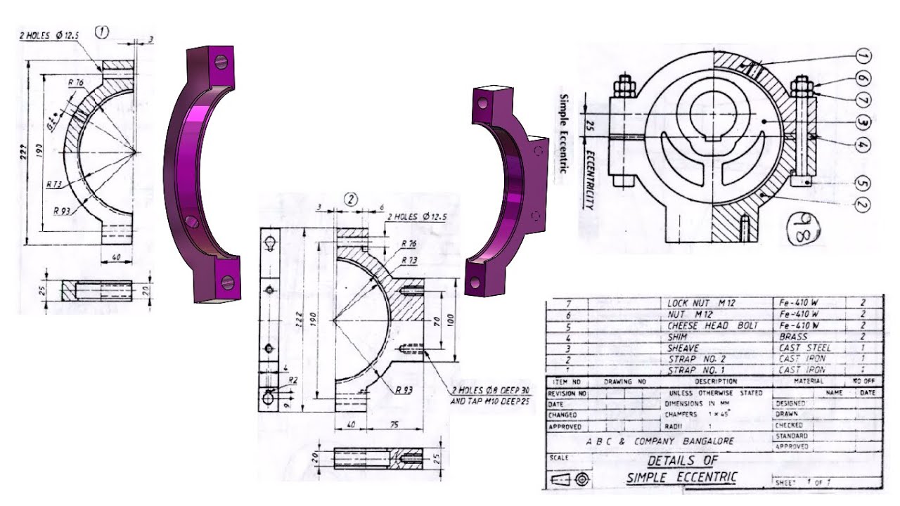 How to make Simple Eccentric Strap No. 1 and 2 video in Solidworks ...