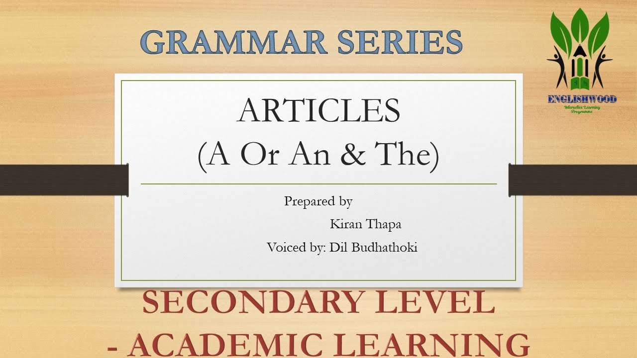 Articles- Grammar Series - YouTube