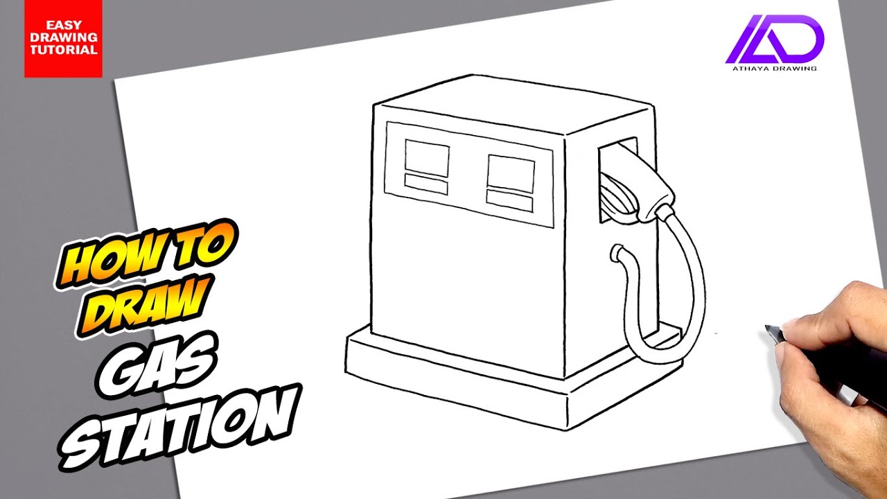 How to draw Gas Station - YouTube
