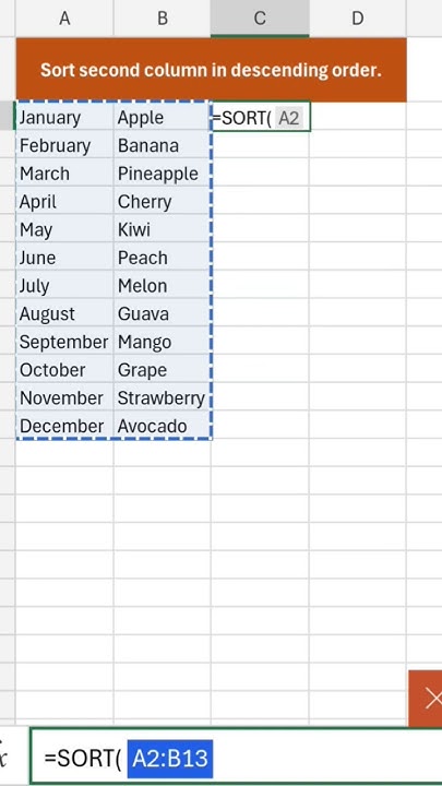 Sort second column in descending order #exceltips #exceltricks - YouTube