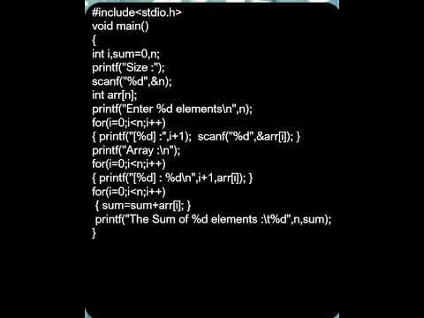 Accept Array|Sum of Array|Display - YouTube