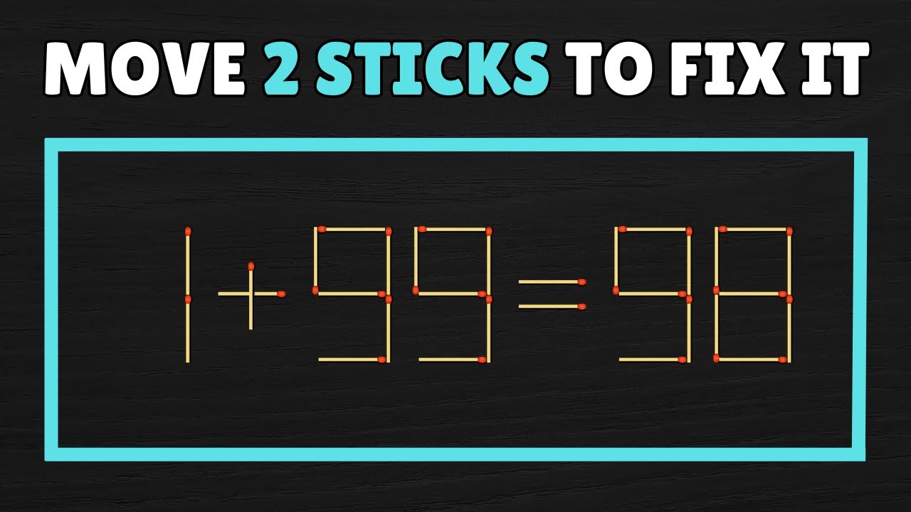 Solve 10 Matchstick Puzzles in 2 Moves! - YouTube
