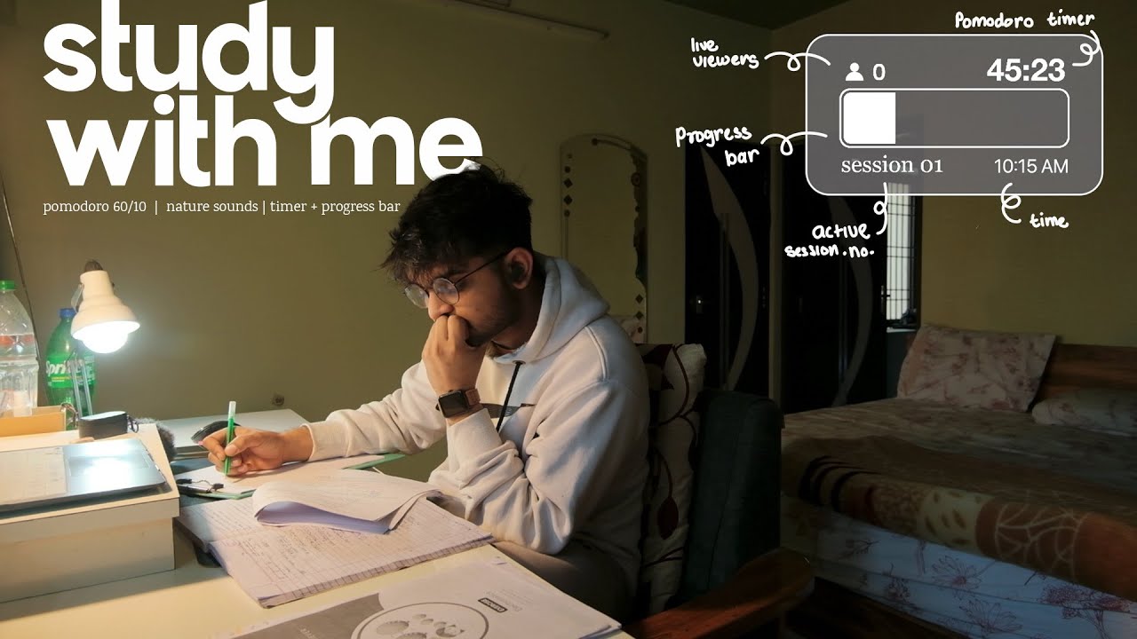 Study with me Live | Pomodoro 60\10 | timer + progressbar + breaks. | Neet 2025 - YouTube