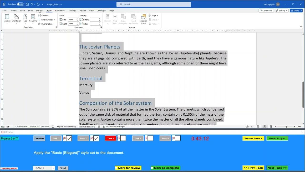 Exam1_Project2_Task3 - MOS Word 2016 Ex1 Proj2 T3 - YouTube