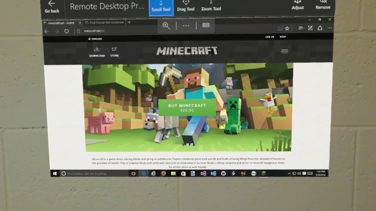 Attempt Playing Minecraft on HoloLens over Remote Desktop w/ Windows 10 ...