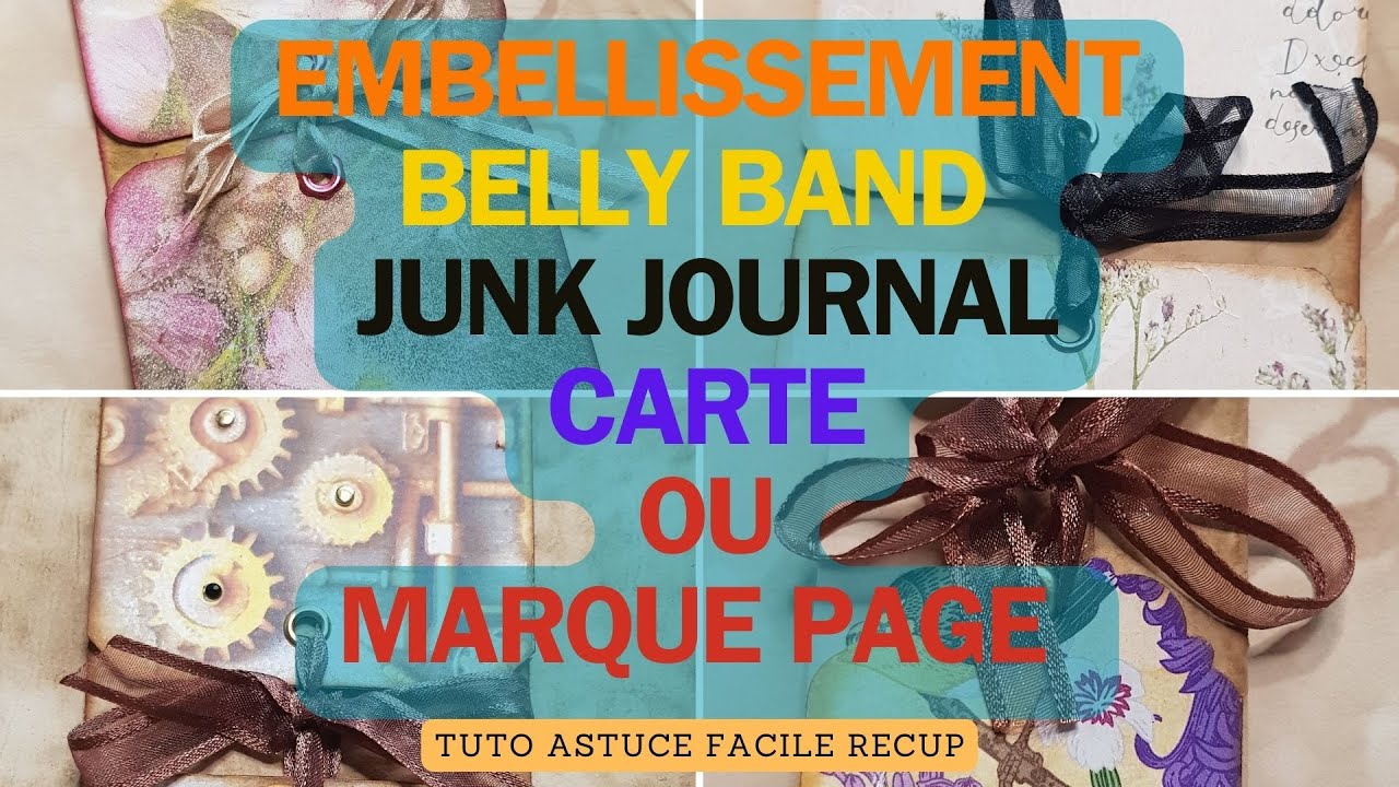 Embellissement Junk Journal Belly Band Carte ou Marque Page mais aussi ...