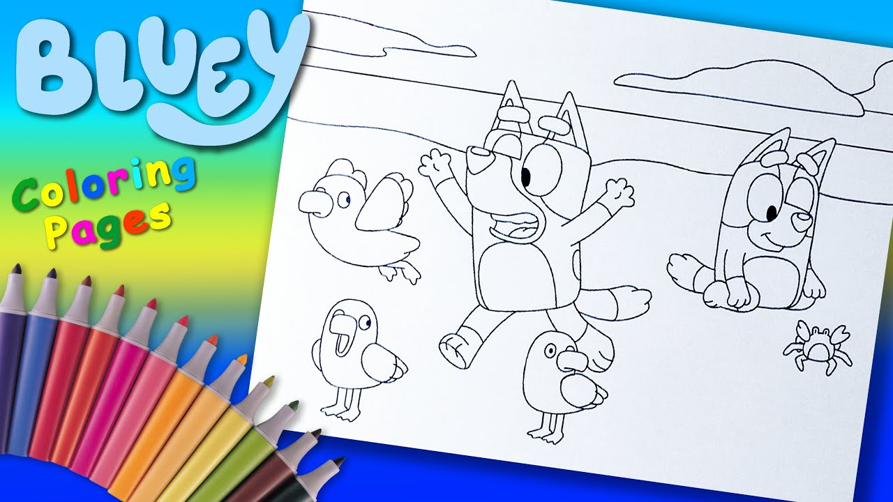 🧡 BLUEY | Bluey and Bingo Coloring Page | Disney Jr | Bluey and Bingo ...