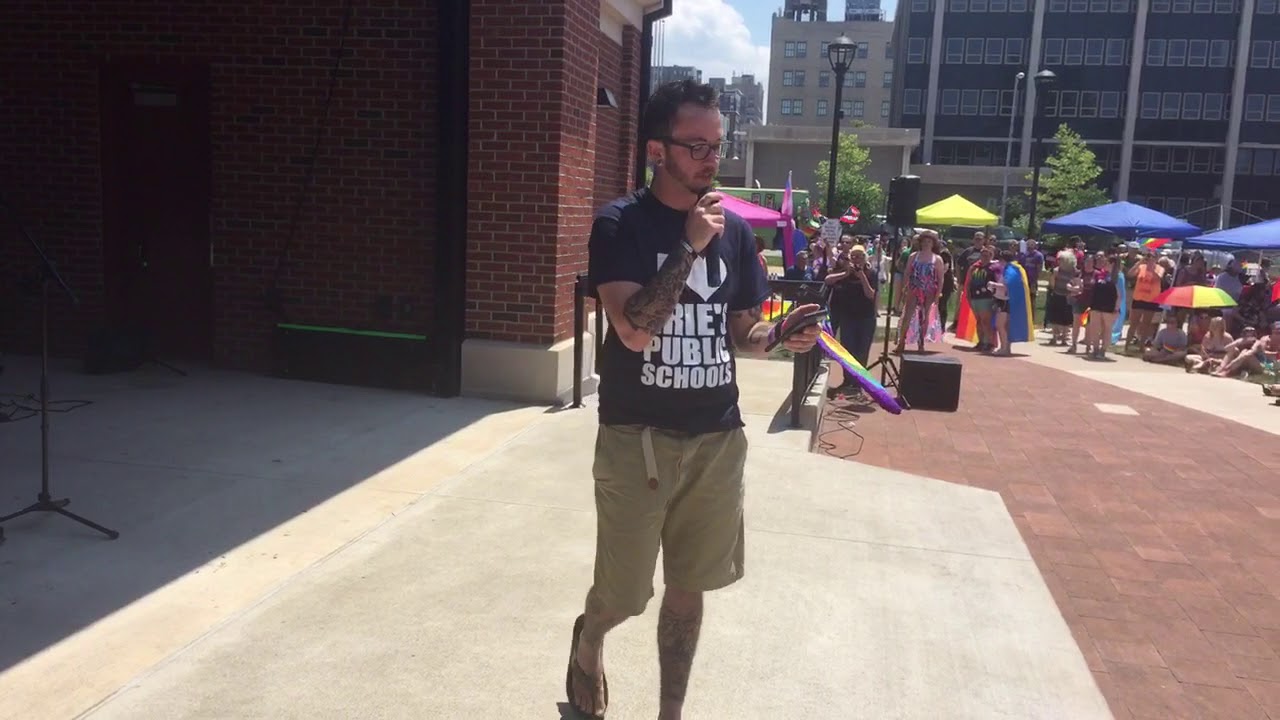 Erie School District board member Tyler Titus speaks at the 2018 ...