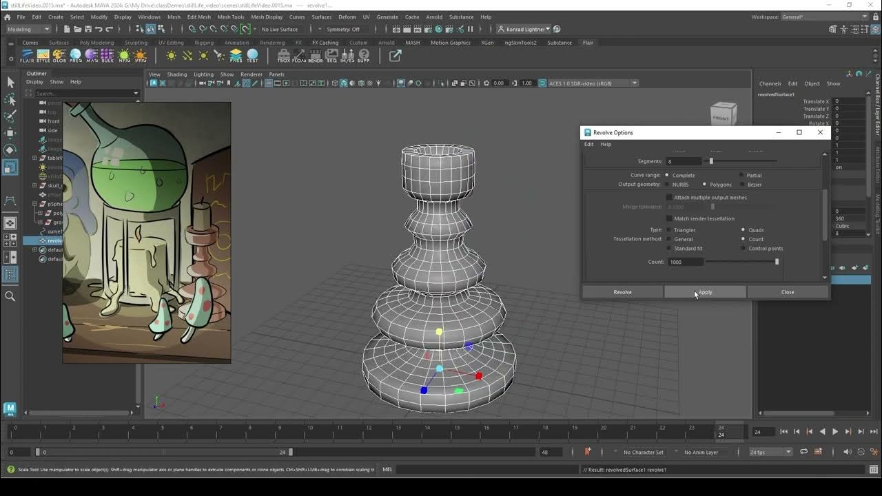 66 Maya Modeling - Creating the Candle Stick - CV Curve Tool and Revolve - YouTube