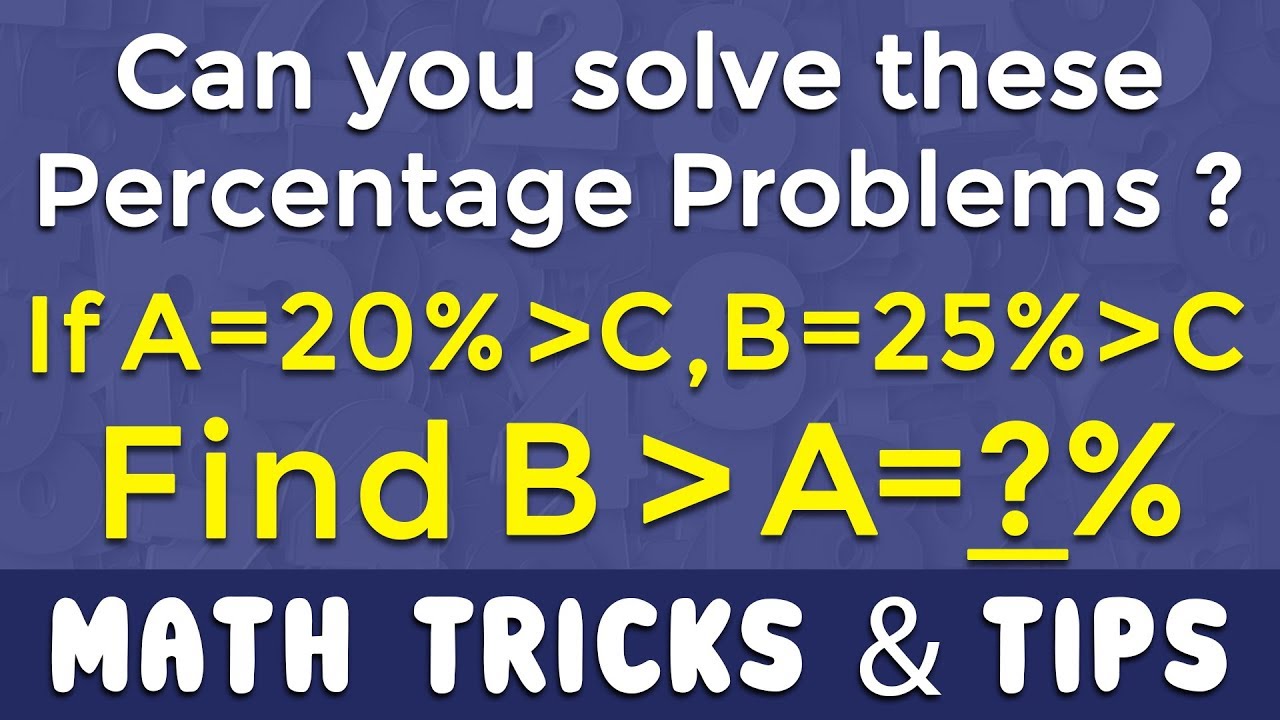 How to Solve Percentage Problems | Percentage Tricks | Vedic ...