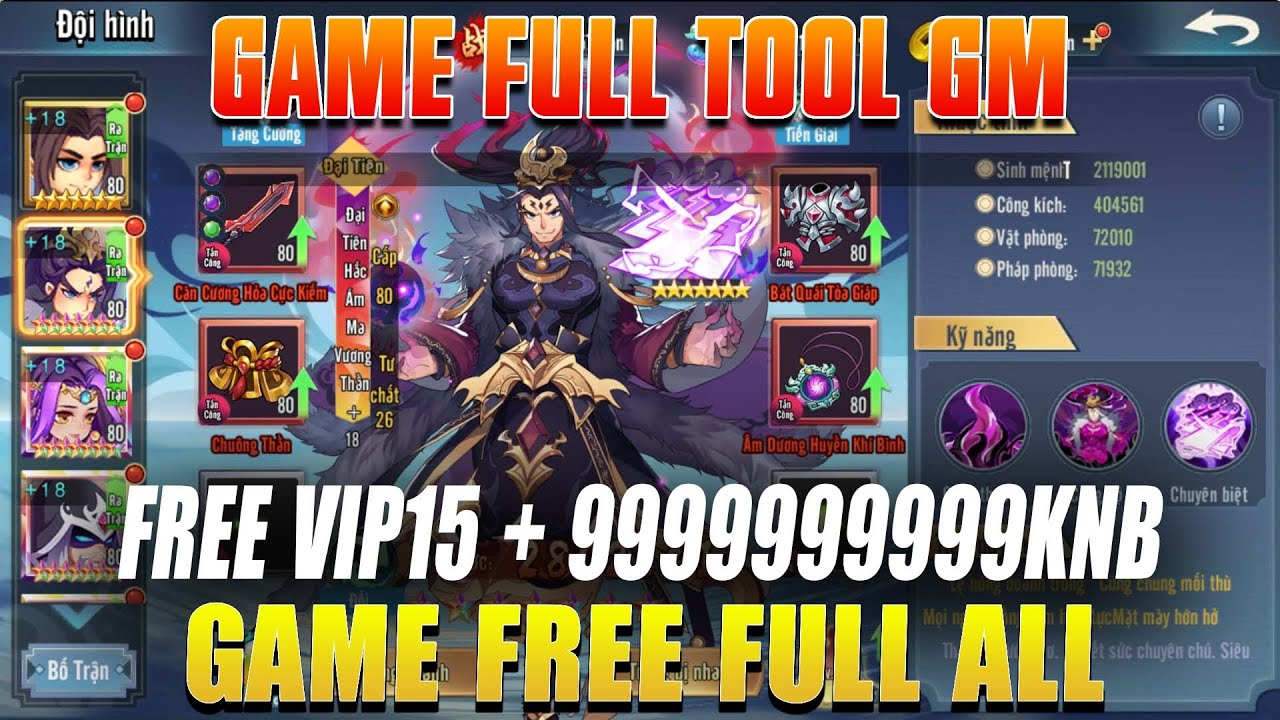 Thần Ma 2D Tool GM - Game Free Full All - Full Tool GM - Free VIP15 + Vô Hạn Nguyên Liệu ...