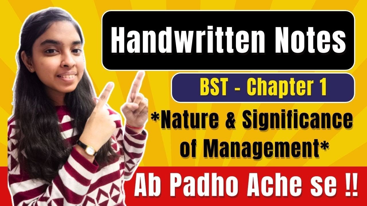 Handwritten Notes | Chapter 1 | Nature & Significance of Management ...