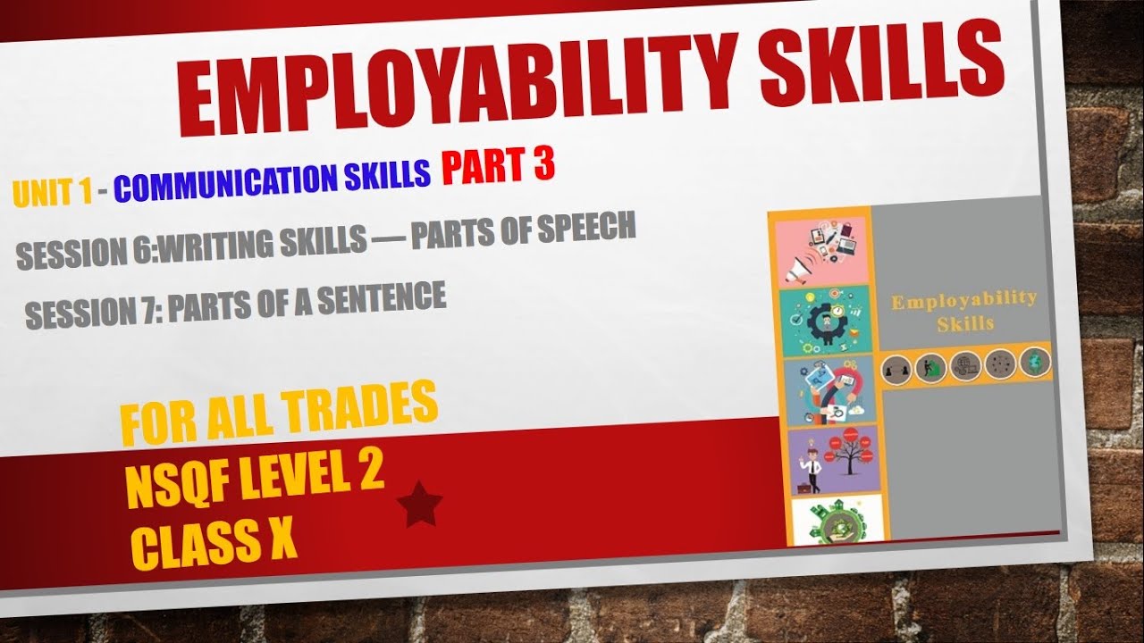 Employability Skills | Part of Speach | All NSQF Trades | Class X ...