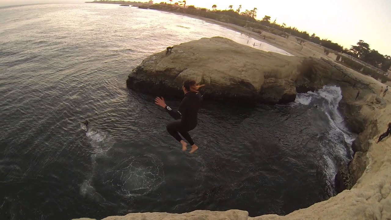 Santa Cruz Sunset Cliff Jumping - YouTube