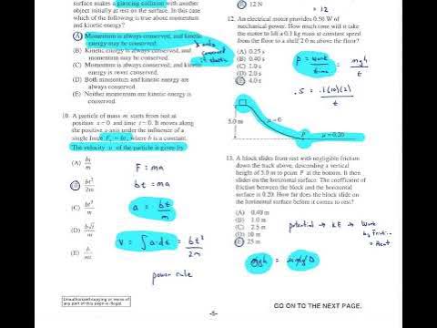 AP Physics Mechanics 2012 Video KEY for MC - YouTube