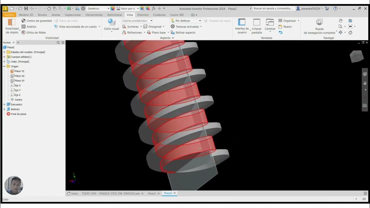 Tornillo - Bobina (Screw - Coil)- Tutorial Autodesk Inventor - Te Lo Hago Fácil - YouTube