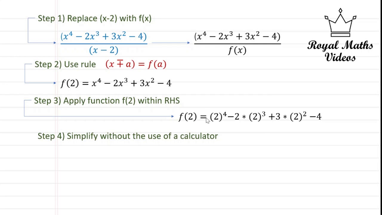 Step by Step Maths: The Remainder Theorem - YouTube