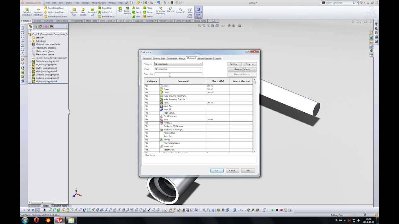 SolidWorks. How to customize keyboard shortcuts. - YouTube