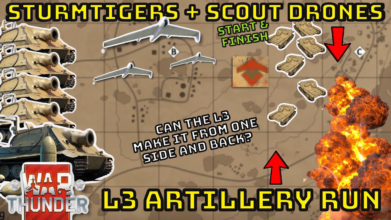 STURMTIGER + SCOUT DRONE L3 ARTY RUN - Can L3’s Make It Across & Back ...