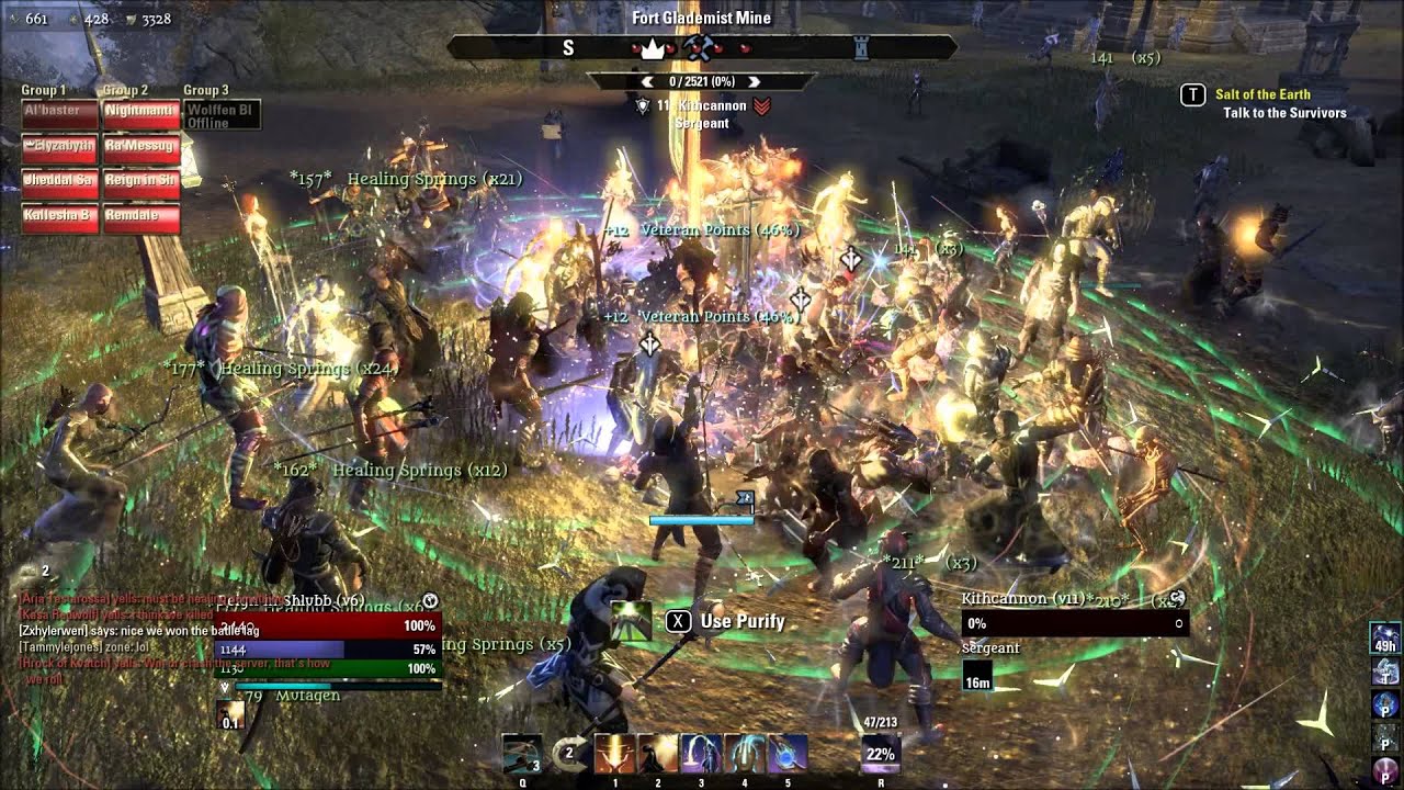 ESO PVP - Mass of enemy zerg being harvested at the flag. - YouTube