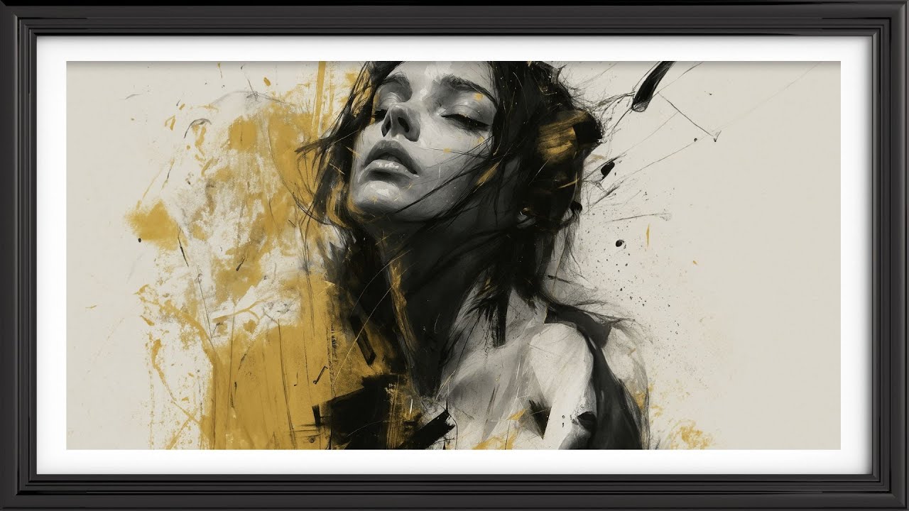 Contemporary Art Paintings Slideshow | Black Minimalist Framed TV Art ...