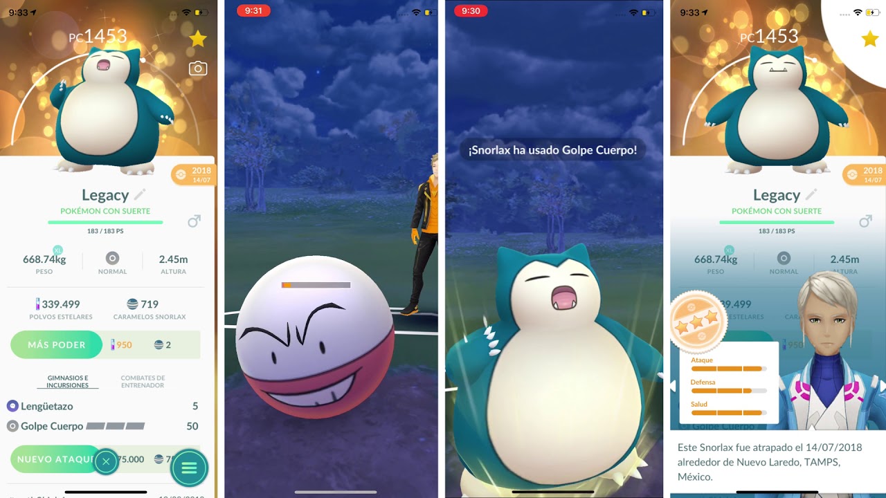 Snorlax legacy lenguetazo golpe cuerpo yawn body slam - YouTube