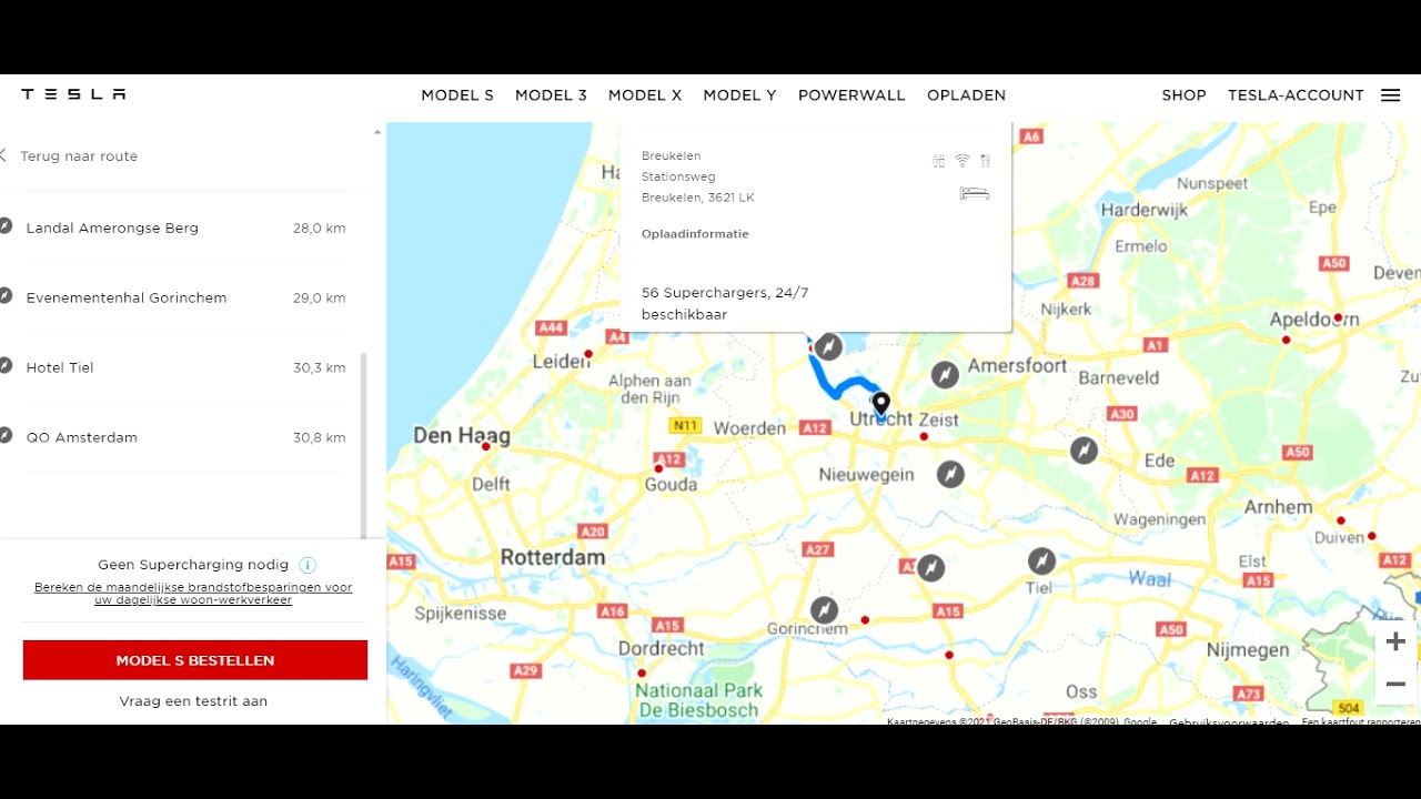 Tesla Routeplanner - Een route maken langs elektrische laadpalen van ...
