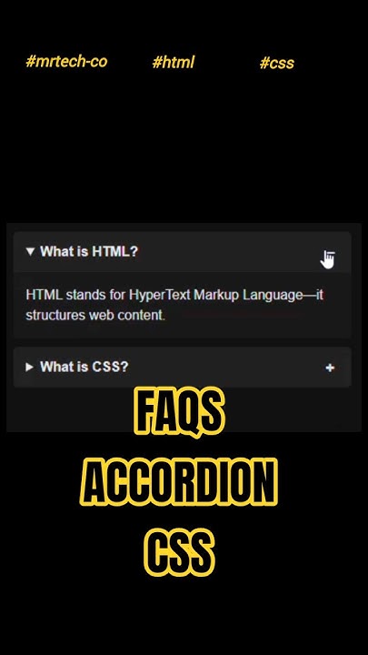 How to Create a CSS‑Only FAQ Accordion | No JavaScript | HTML & CSS Tutorial - YouTube