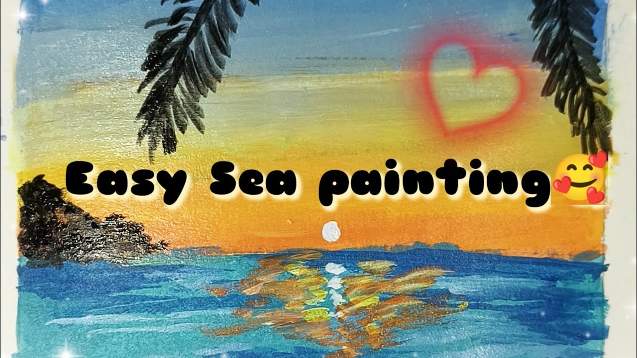 Easy Sea Painting | for beginners | acrylic - YouTube