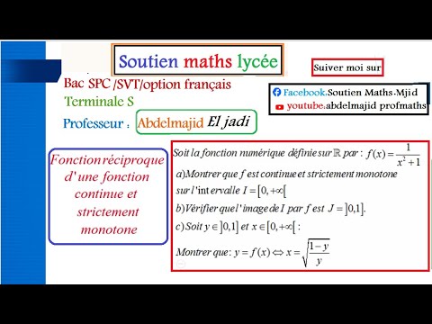 Fonction réciproque d'une fonction continue et strictement monotone ...