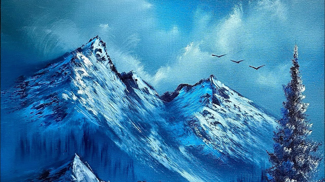 Cold Blue Winter Mountain Landscape with 4 #BobRoss Colors for ...