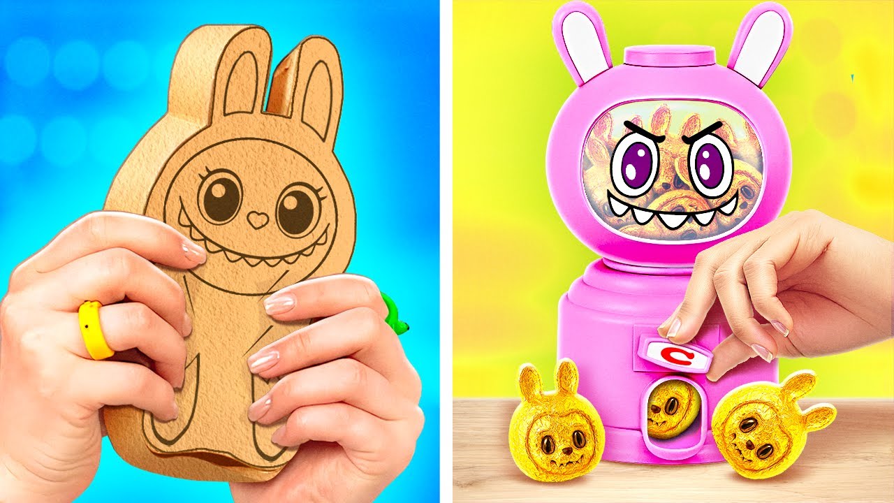 Cardboard Labubu or Golden Piggy Bank 👑 Creative Labubu Gadgets or ...
