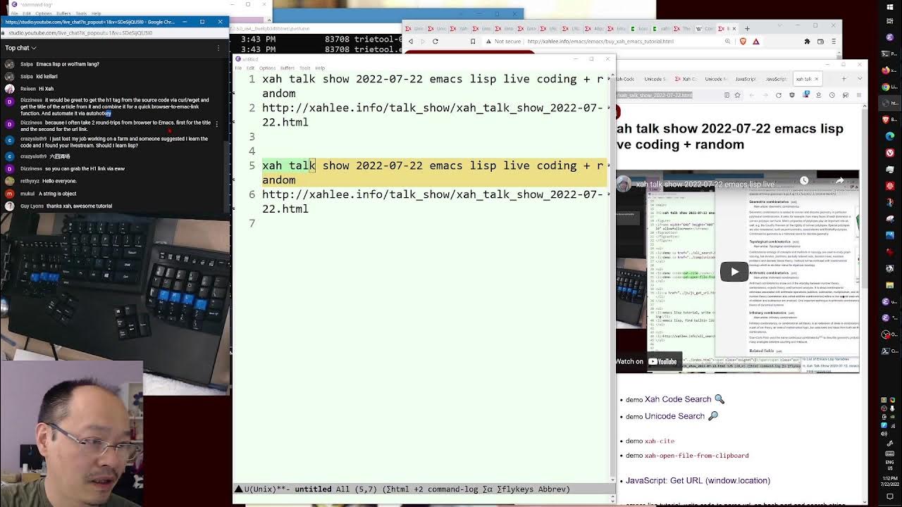 xah talk show 2022-07-22 emacs lisp, parse url, regex, trigram, hexagram - YouTube