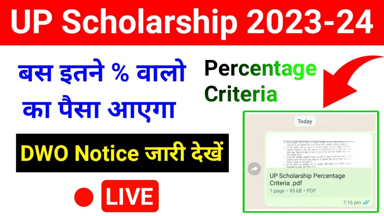 Official Notice इनको स्कॉलरशिप नही मिलेगी 2023 24 😔 Up Scholarship