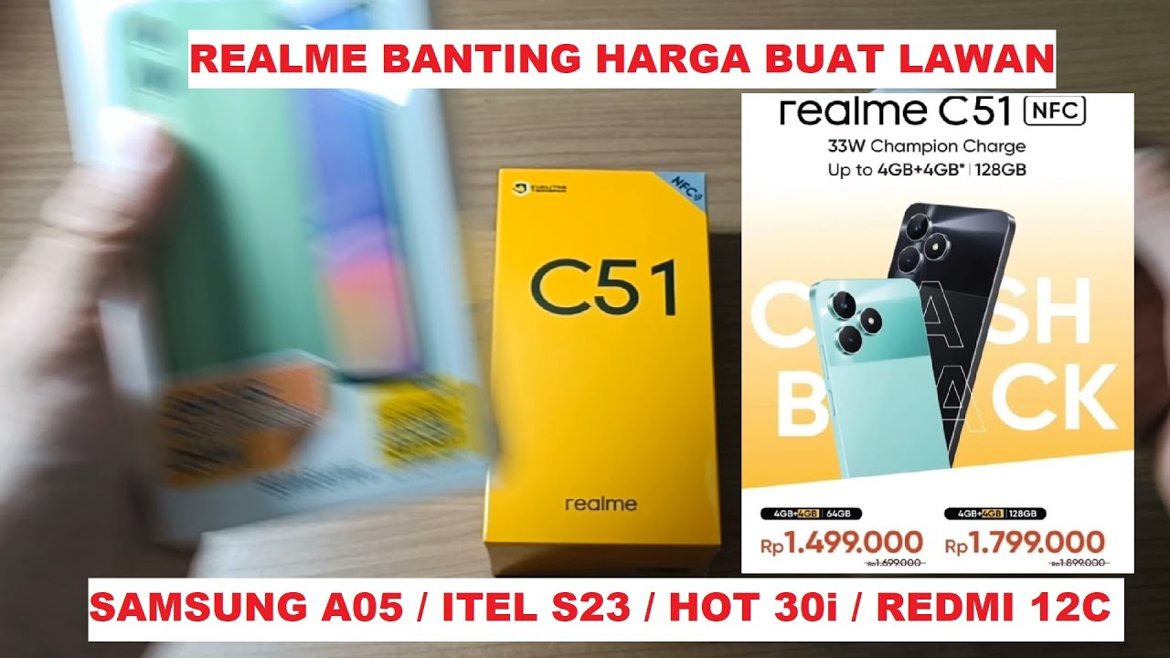 UNBOXING REALME C51 NFC RMX3830 HITAM KARBON TURUN HARGA DUA RATUS RIBU ...