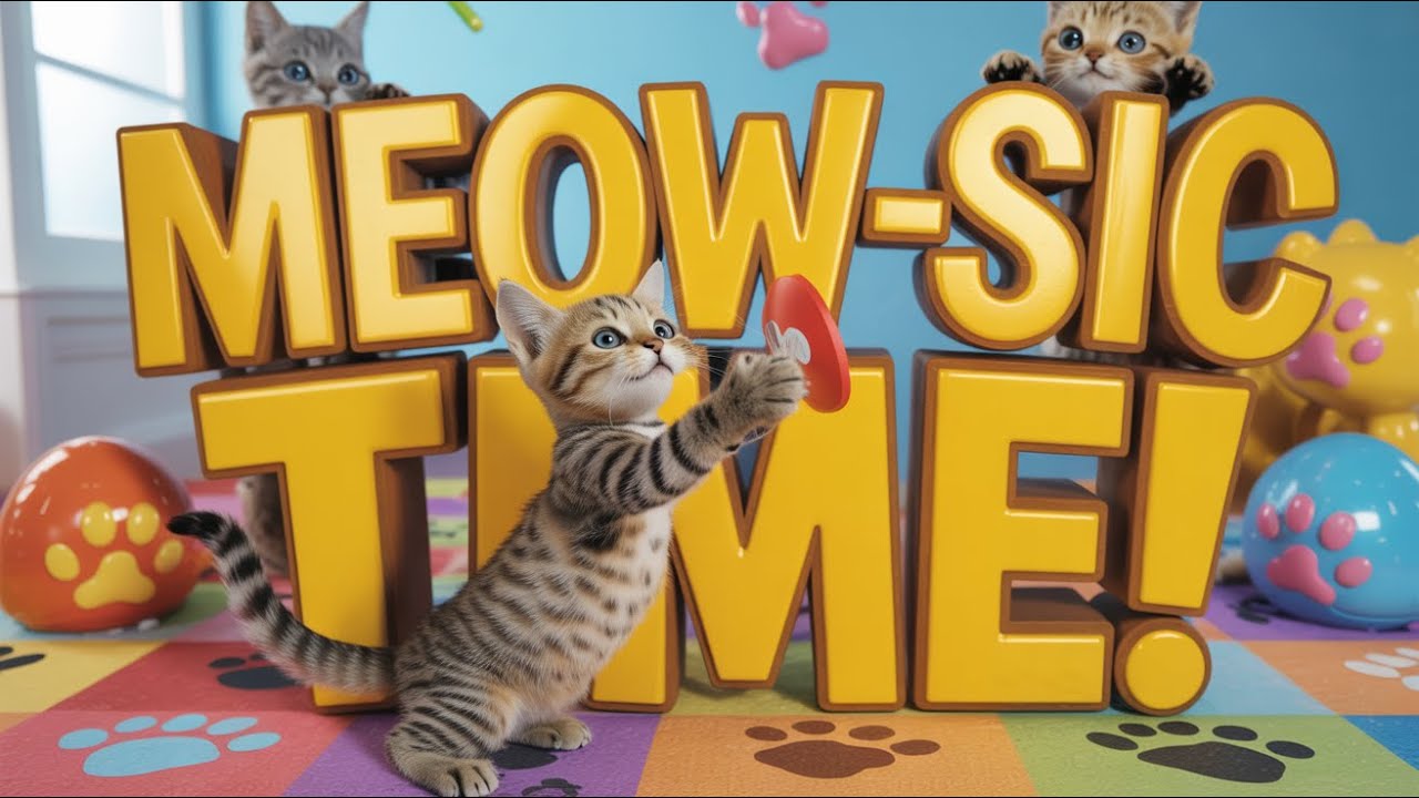 Meow Meow Song for Children | Cute Cat Singing and Dancing Nursery ...