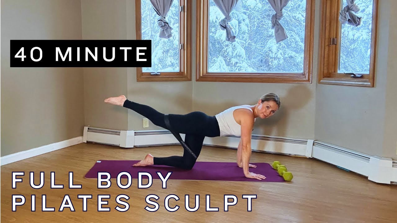 40 MIN FULL BODY PILATES BURN | With Weights & Band (No Repeats!) - YouTube